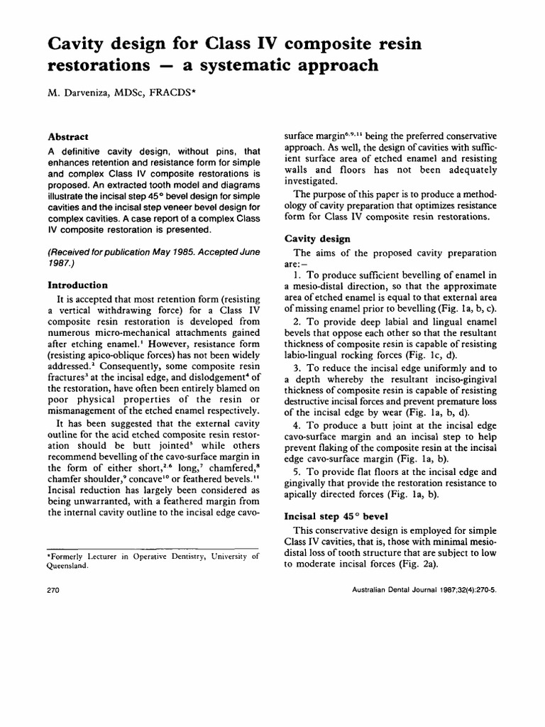 Class IV Composite Resin Cavity Design | PDF | Dental Composite | Tooth ...