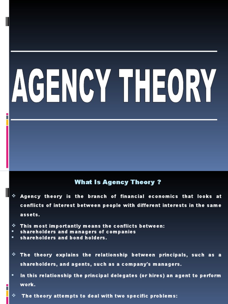 What is Agency Theory? Conflicts and Costs | PDF | Dividend | Risk