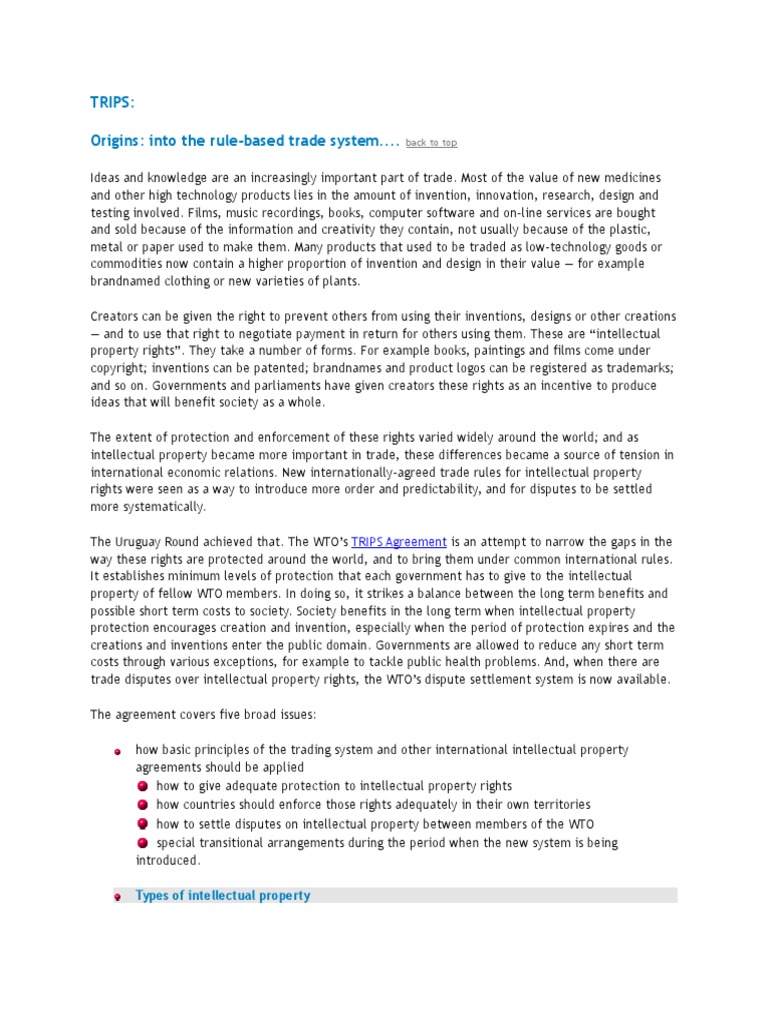 Trips: Origins: Into The Rule-Based Trade System.... : Back To Top ...