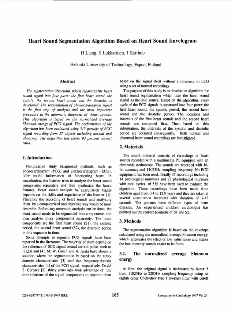 Heart Sound Segmentation Pdf Amplitude Electrocardiography