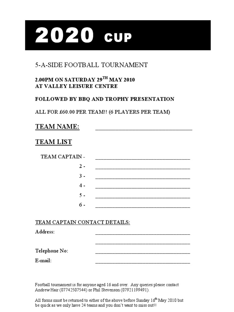 2020 5-A-Side Football Tournament | PDF