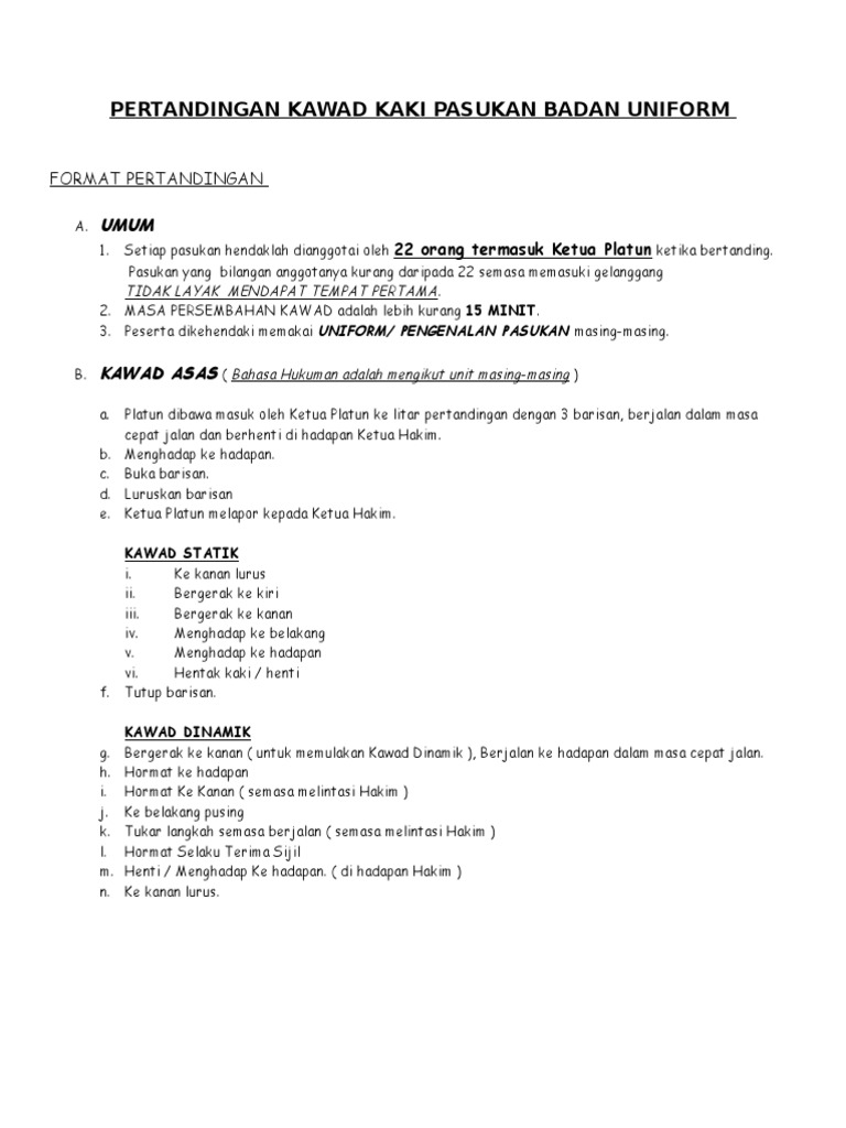 Format Pertandingan Kawad Kaki | PDF
