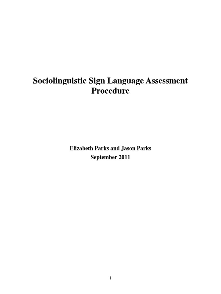 Sign Language Assessment Procedures | PDF | Hearing Loss | Survey ...