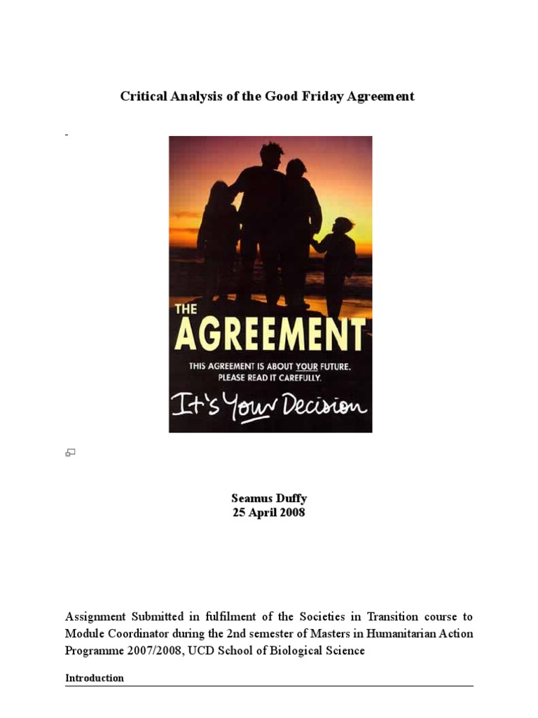 Good Friday Agreement Critical Analysis | PDF | Provisional Irish ...