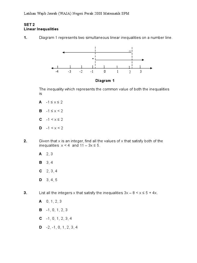 Set 2 Linear Inequalities | PDF | Teaching Mathematics | Mathematical ...