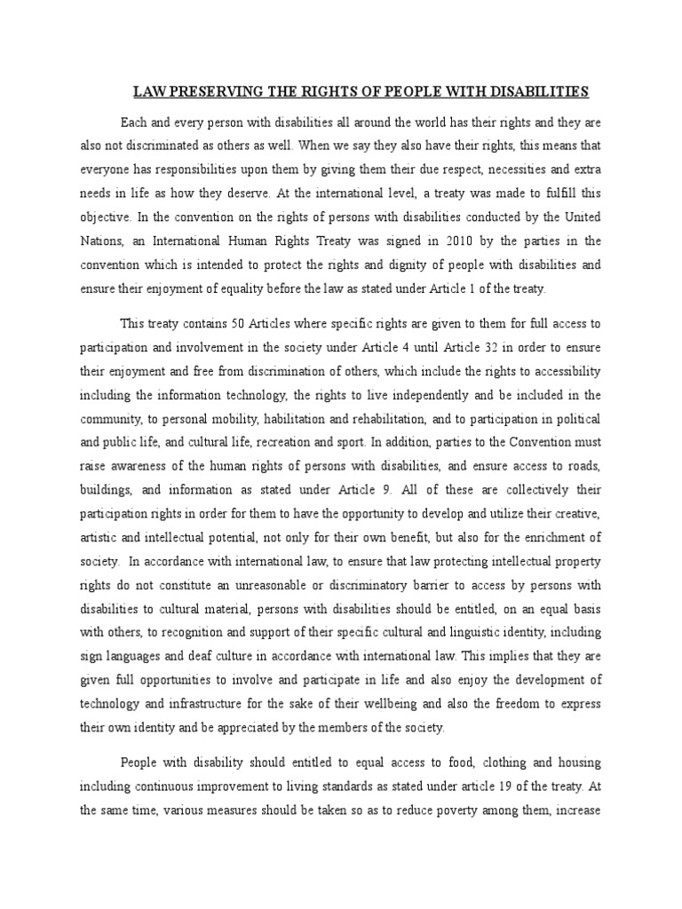 Rights of Persons with Disabilities Explained | PDF | Disability ...
