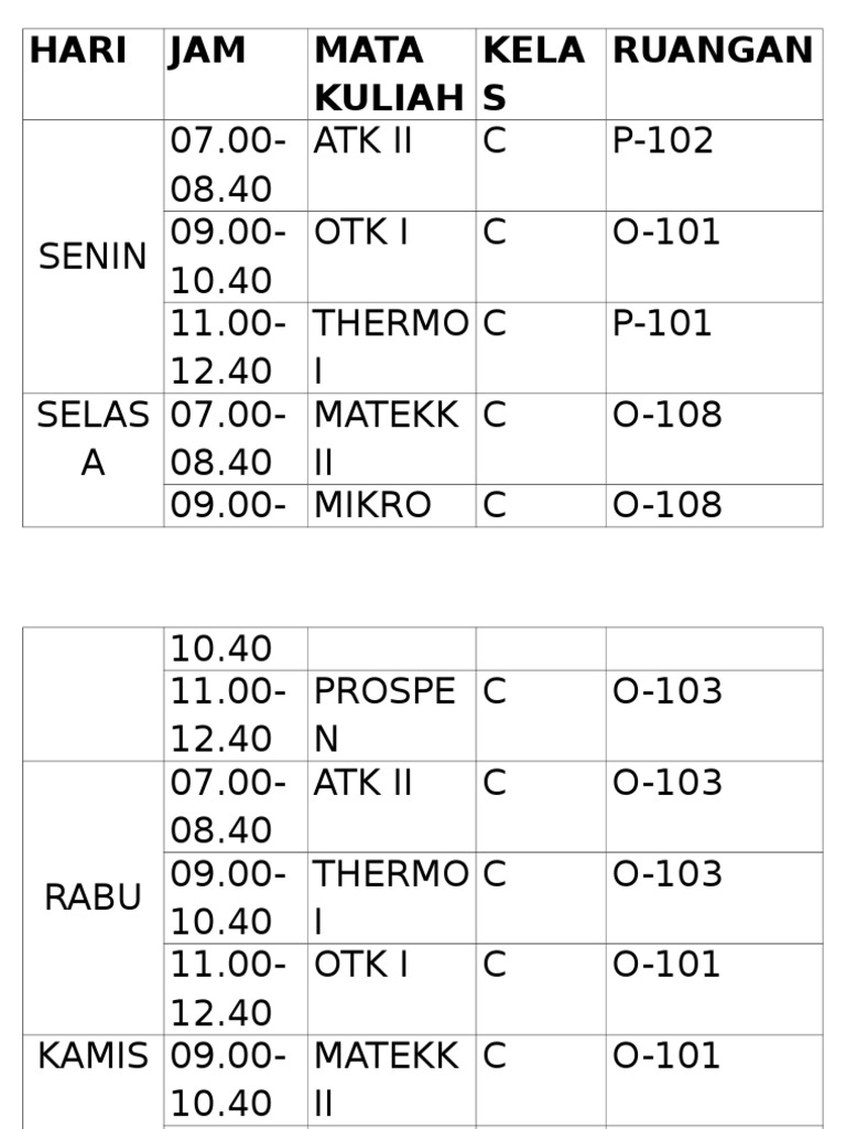 Jadwal Sem 4 | PDF