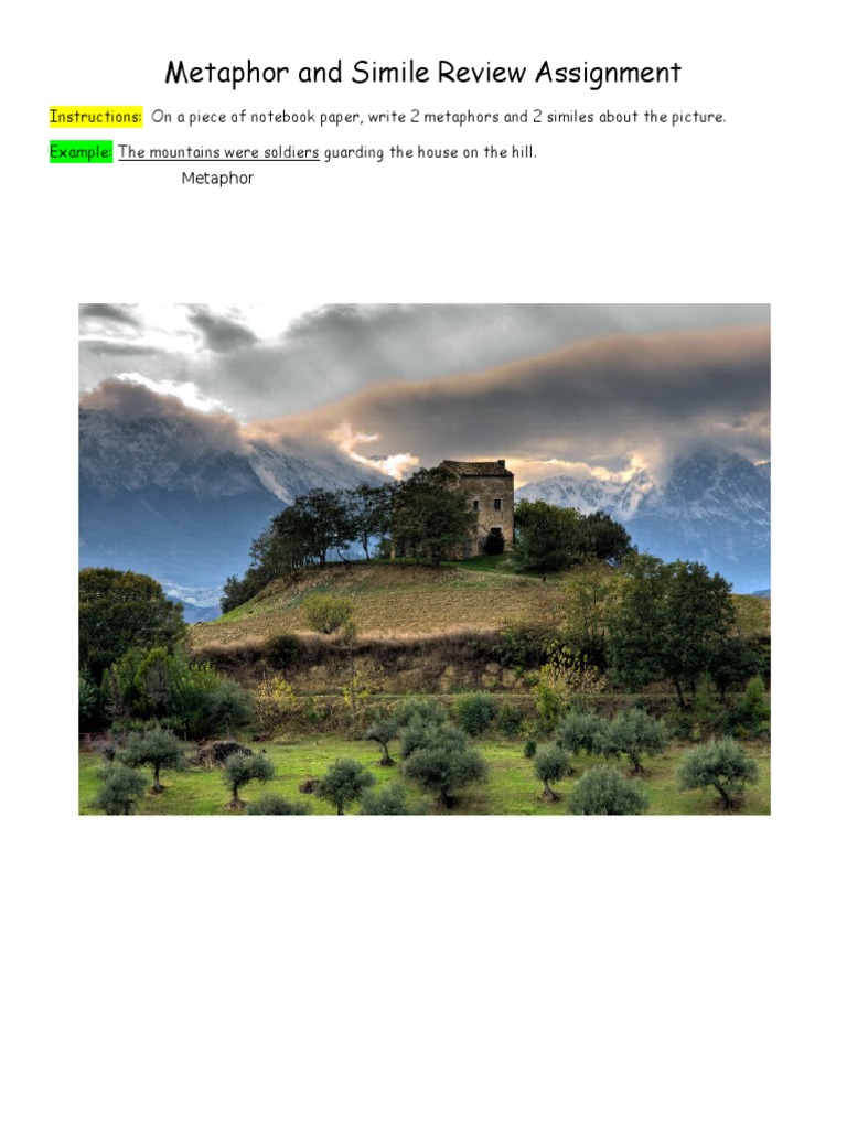 Picture Prompt - Metaphor and Simile Review Assignment | PDF
