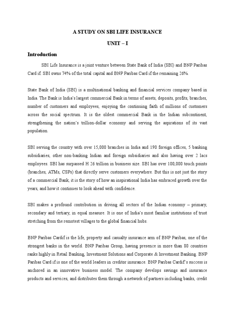 Overview of SBI Life Insurance | PDF | Insurance | Life Insurance