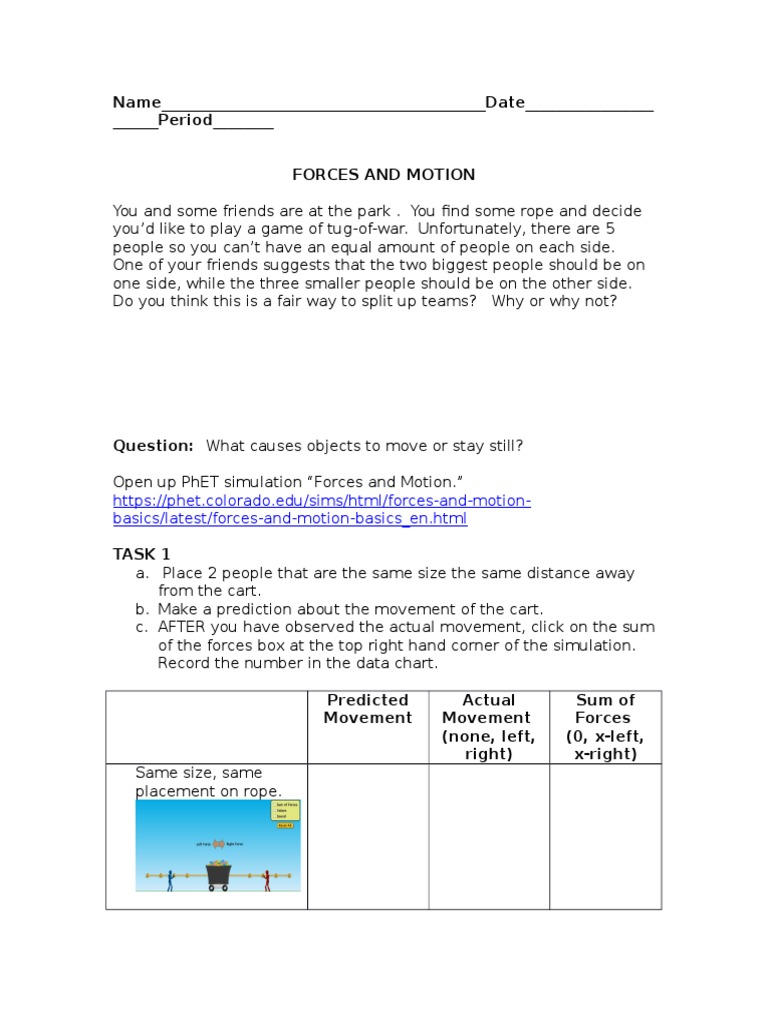 Forces and Motion 1 | PDF | Force | Simulation