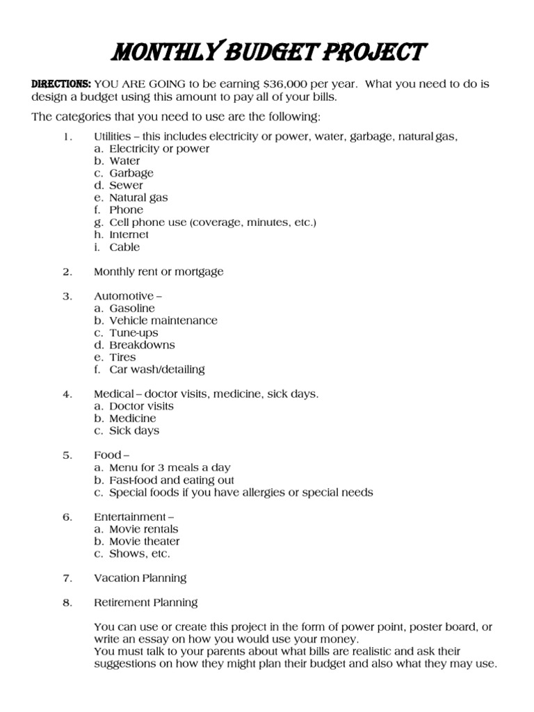 Monthly Budget Project | PDF
