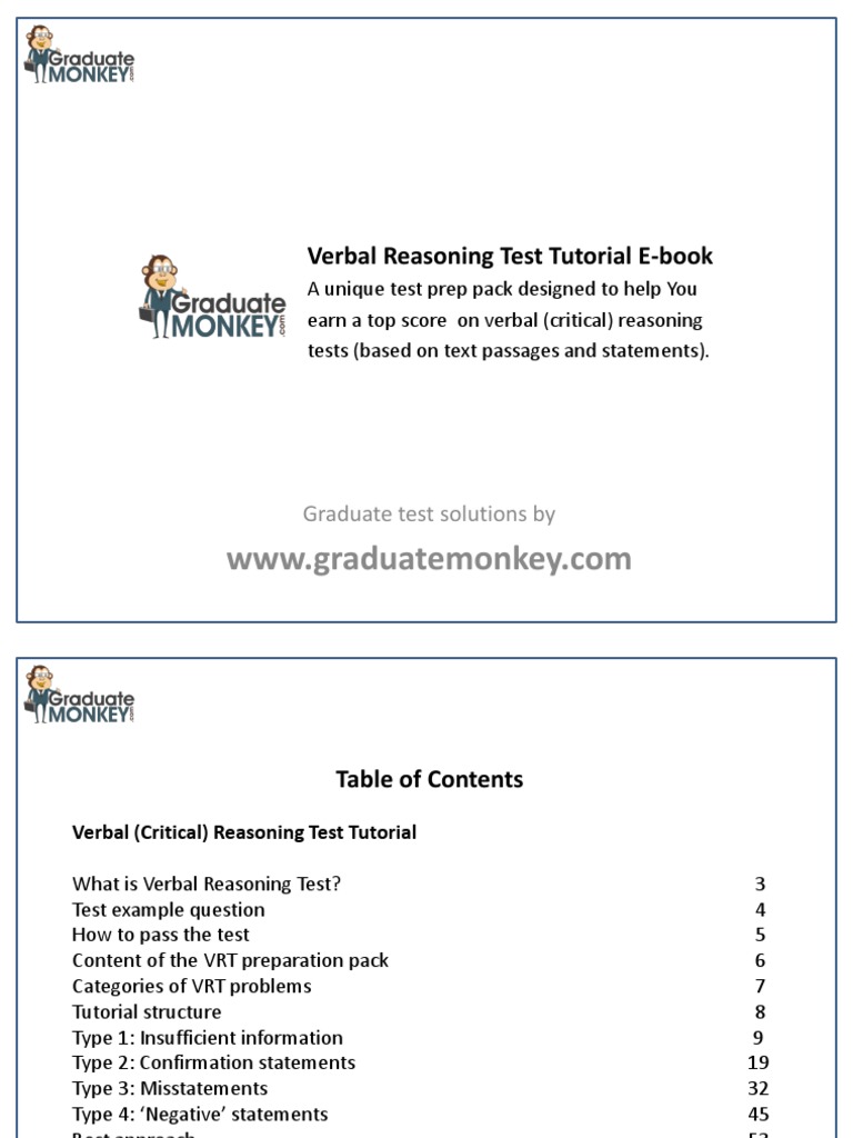 Verbal Reasoning Test Tutorial Ebook Sample Only | PDF | Contradiction ...