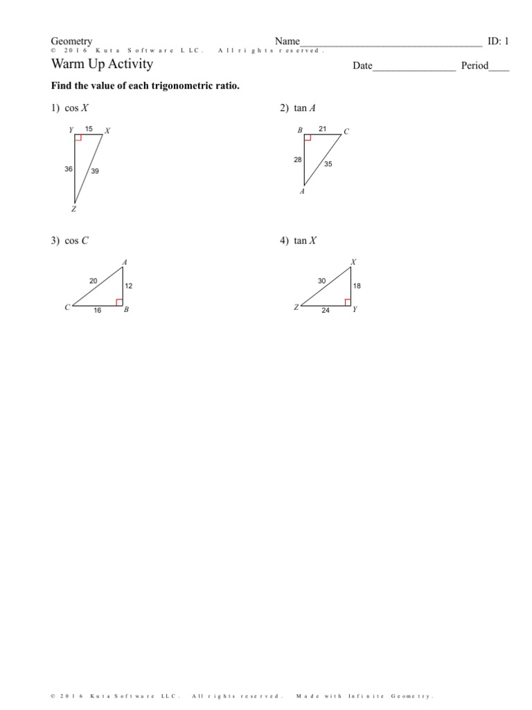Warm Up Activity... Sine-Cosine-Tangent PDF | PDF | Teaching Methods ...