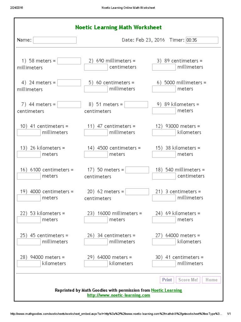 Noetic Learning Math Worksheet: Reprinted by Math Goodies With ...