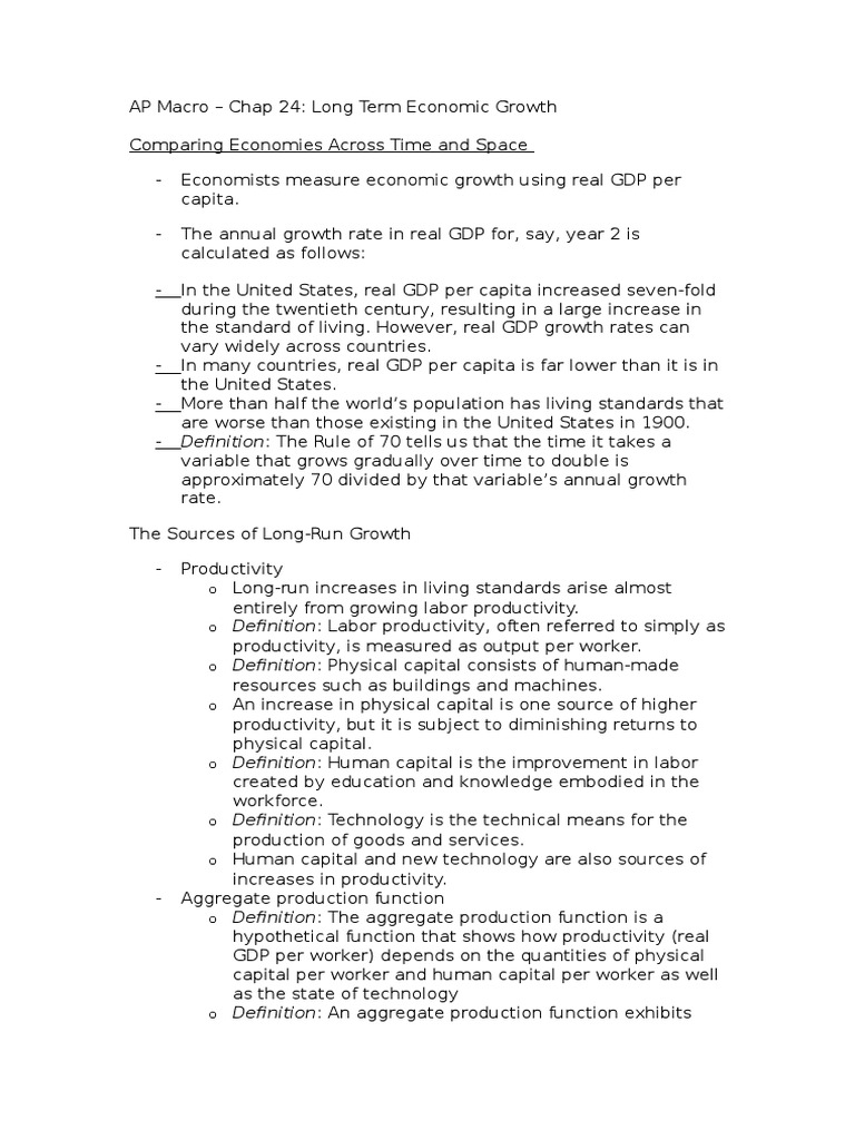AP Macro: Economic Growth Analysis | PDF | Production Function ...
