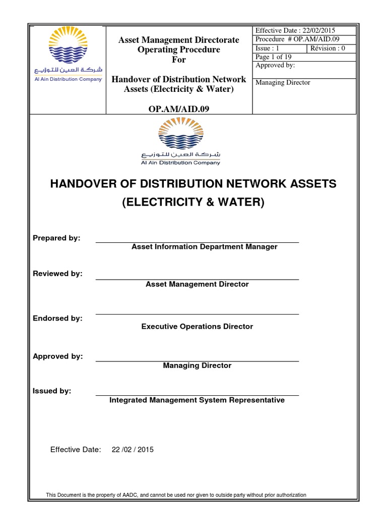 Asset Handover Procedure | PDF | Specification (Technical Standard ...