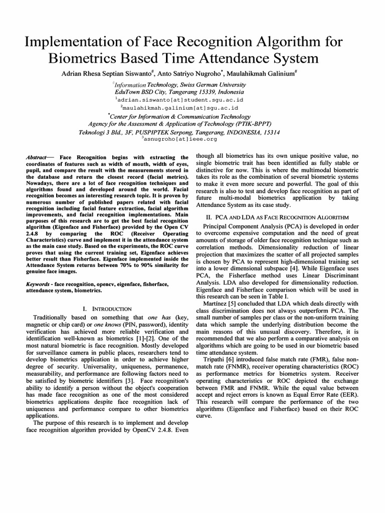 Recognition PDF | PDF | Principal Component Analysis | Biometrics