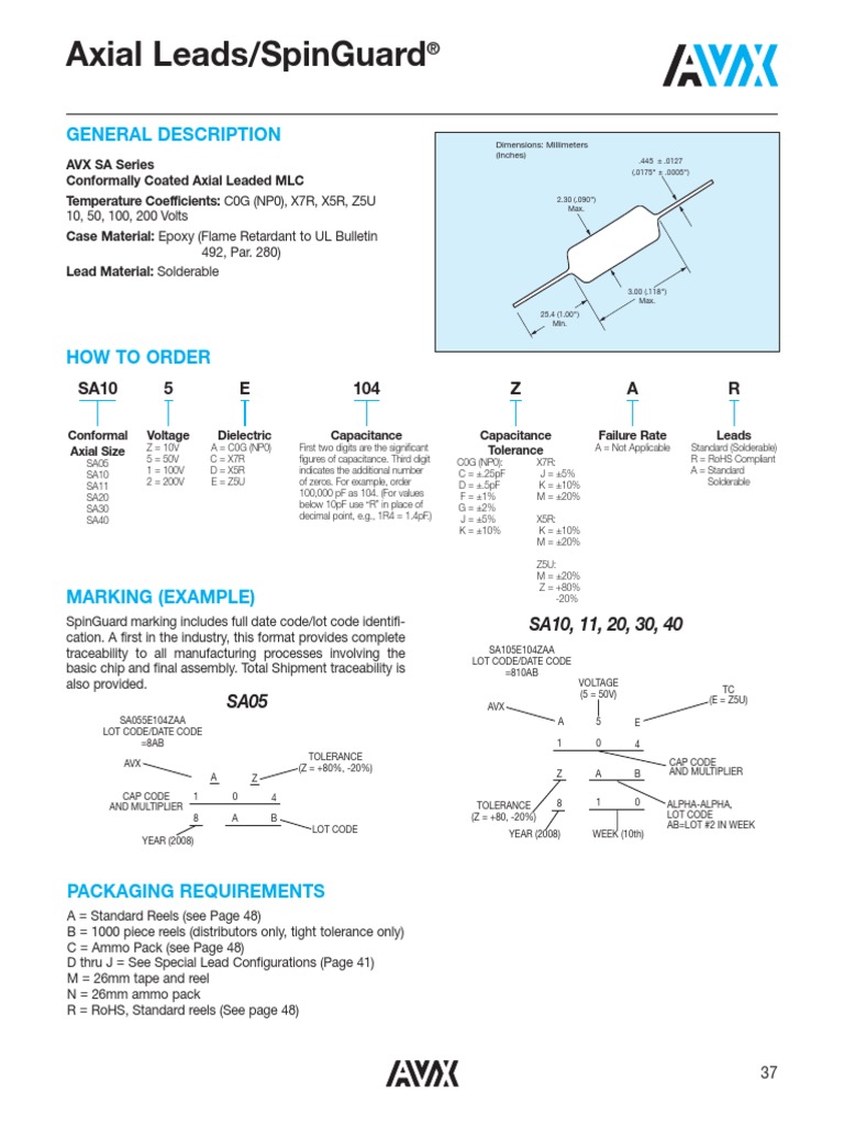 Axial Leads/Spinguard: General Description | PDF | Capacitor ...