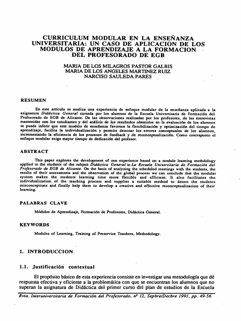 Curriculum Modular | PDF | Maestros | Pedagogía