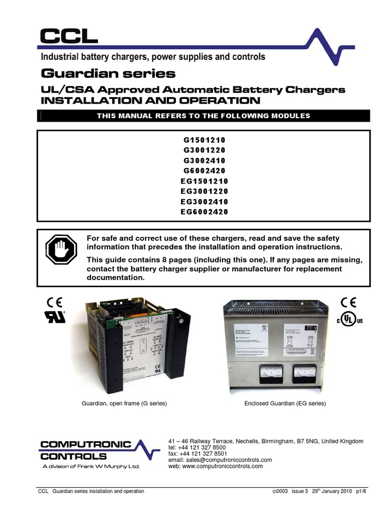 Guardian Series Charger Installation Guide | PDF | Battery Charger ...