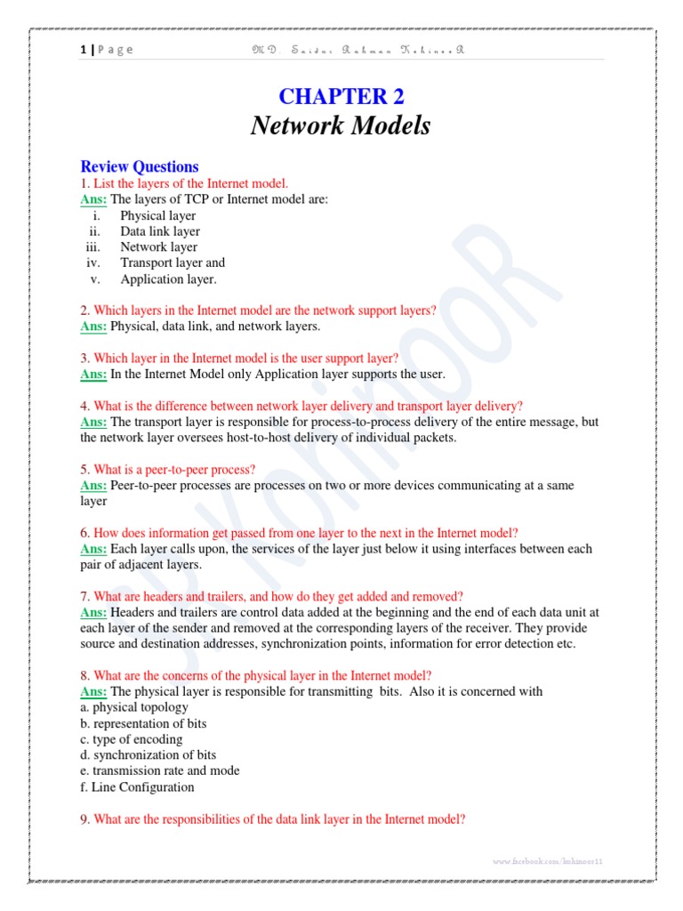 Chapter 2 - Network Models - Exercise Question With Solution | PDF ...