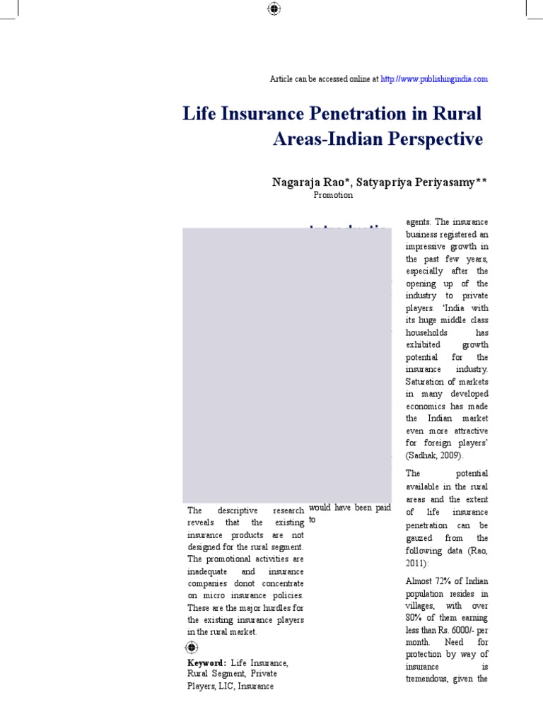 Life Insurance Penetration in Rural Areas-Indian Perspective | PDF ...