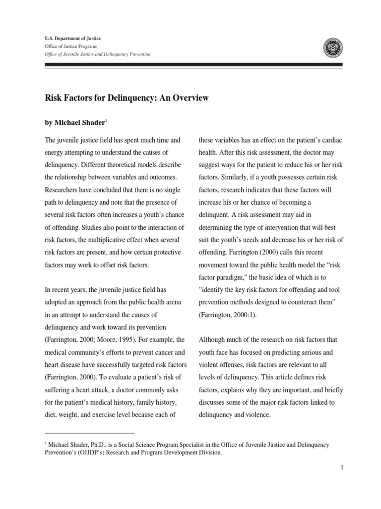 Risk Factors PDF | PDF | Juvenile Delinquency | Antisocial Personality ...