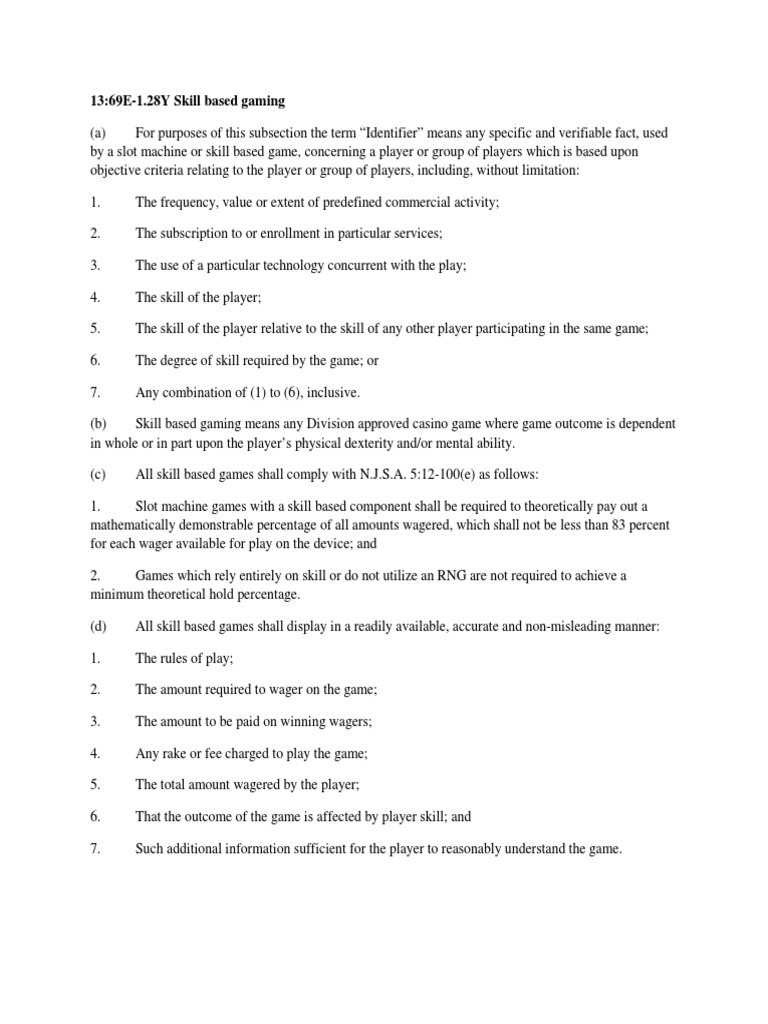 New Jersey Skilled Based Gaming Regulations Download Free Pdf