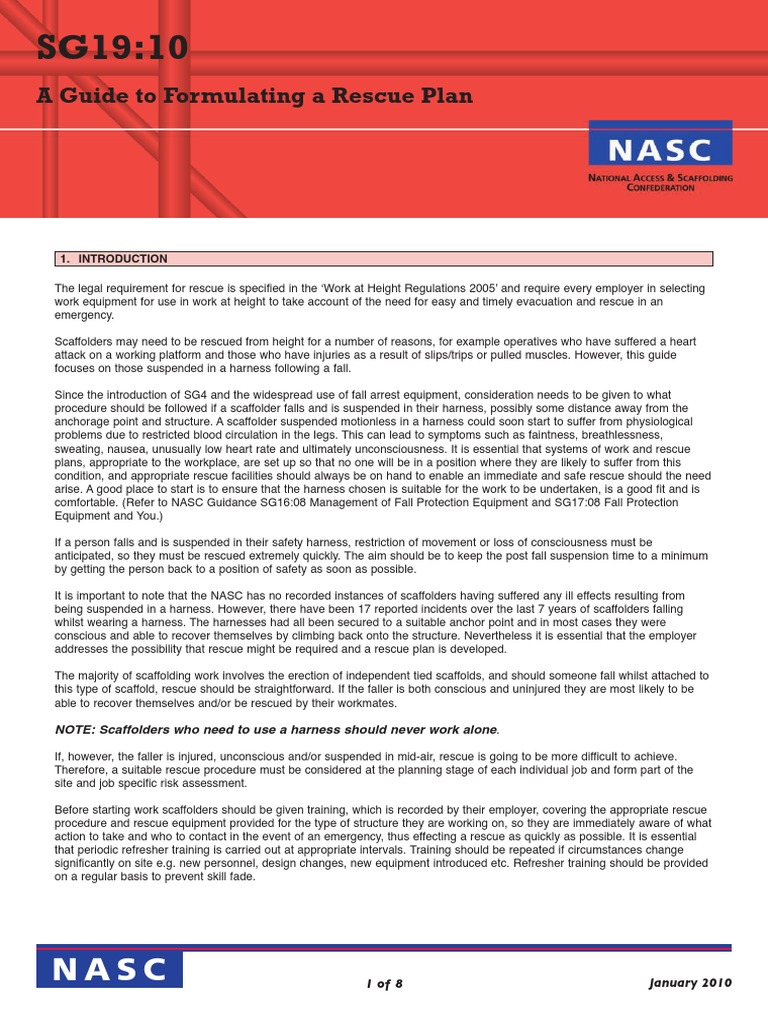 SG19 - A Guide To Formulating A Rescue Plan | PDF | First Aid | Emergency