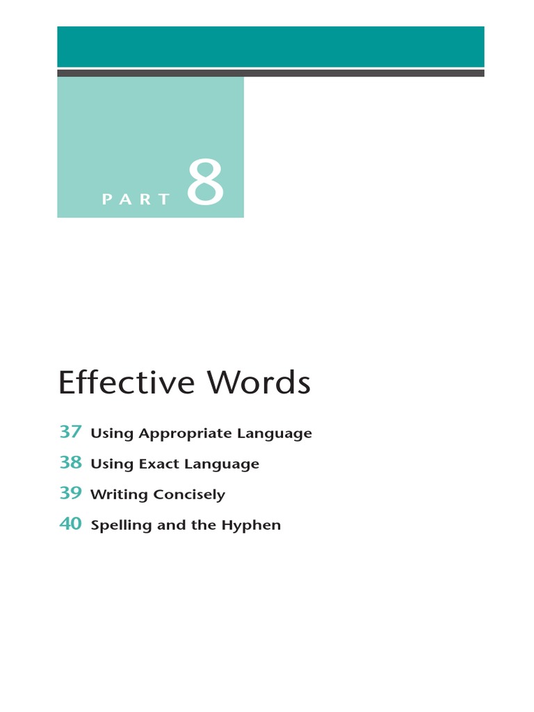 Effective Words: Using Appropriate Language Using Exact Language ...