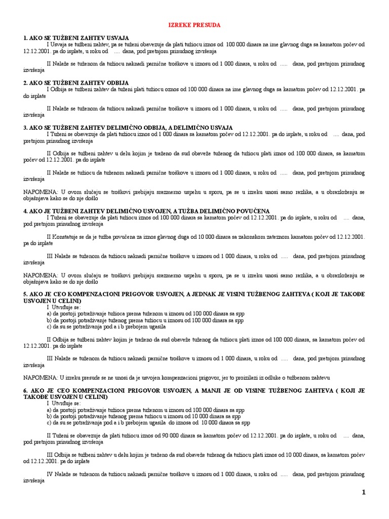 Modeli - Izreke Presuda - Parnica | PDF