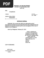 Notice of Appeal - Sample | PDF