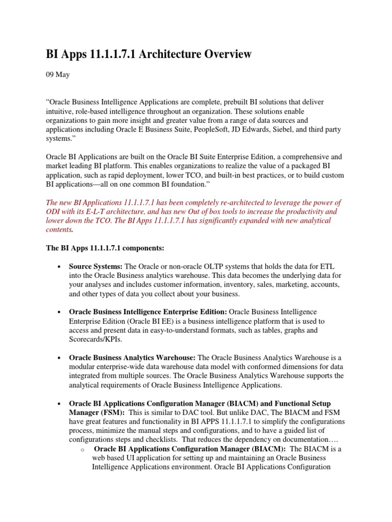 Oracle Business Intelligence Application Architecture Pdf Oracle