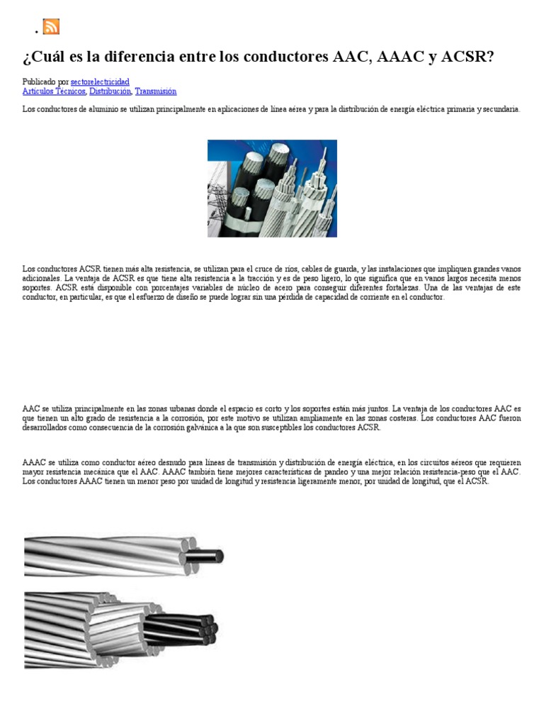 Diferencias entre conductores AAC, AAAC y ACSR | PDF | Conductor ...