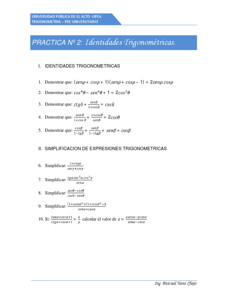 Ejercicios de Trigonometria | PDF | Métodos y materiales de enseñanza ...
