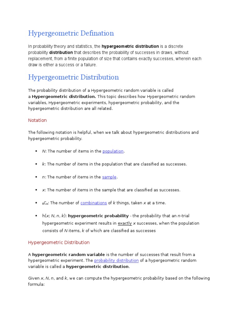 Hypergeometric Distribution | PDF | Probability Distribution ...