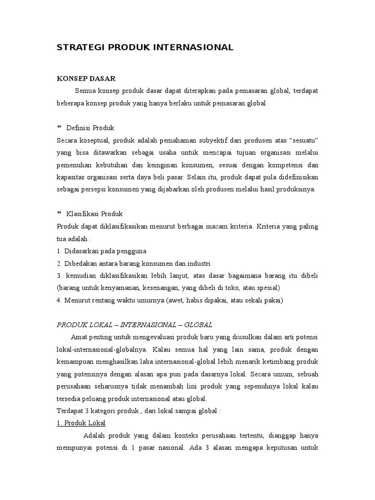 Strategi Produk Internasional | PDF