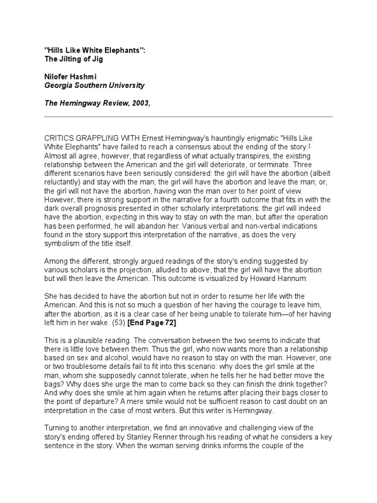 Hills Like White Elephants | PDF | Ernest Hemingway | Narrative