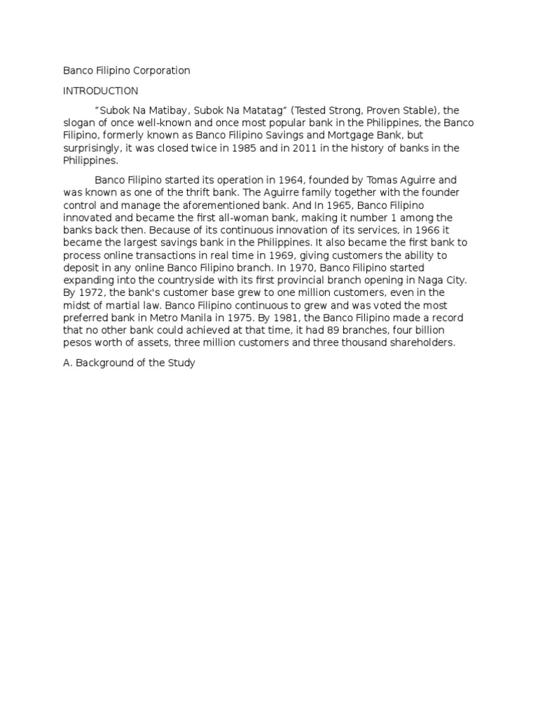 Banco Filipino: A Historical Overview | PDF