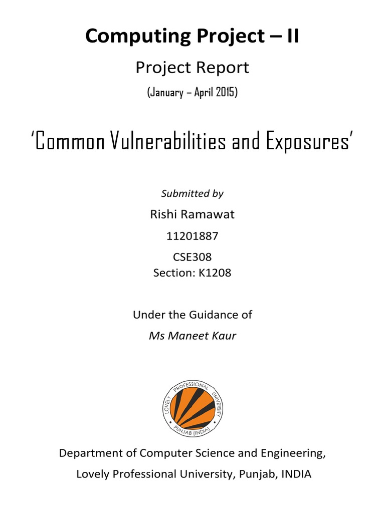 Common Vulnerabilities and Exposures Project Report | Download Free PDF ...