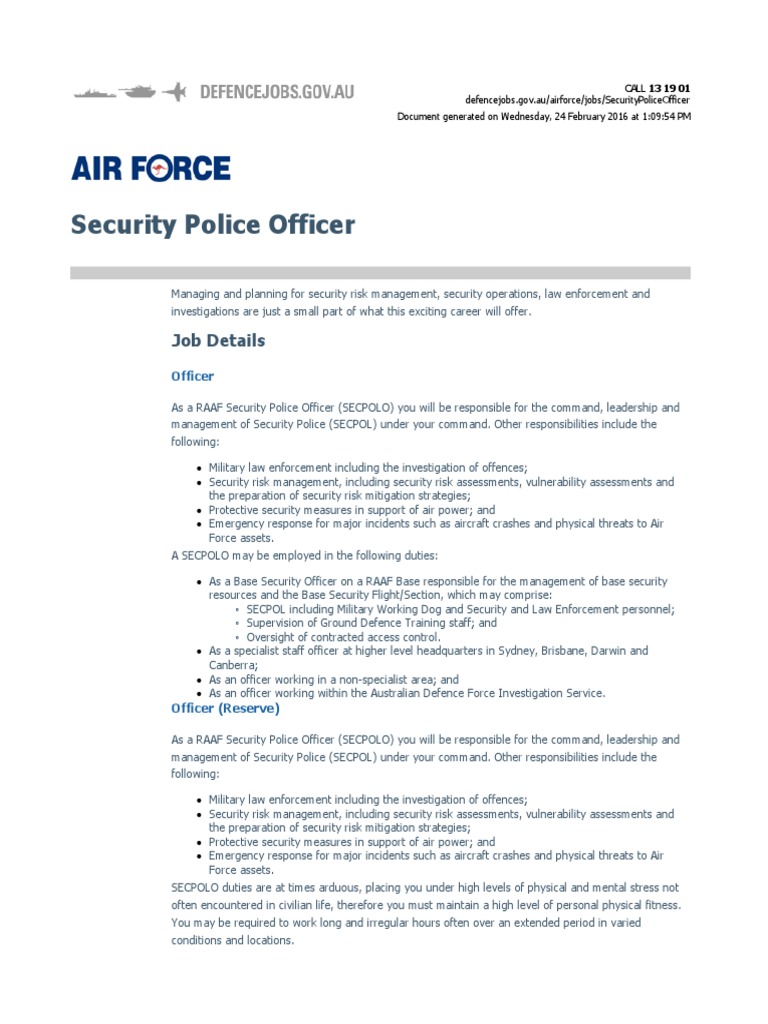 Security Police Officer | PDF | Australian Defence Force | Emergency ...