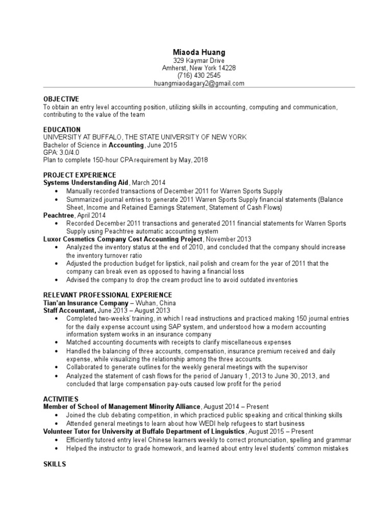 Resume Template/Example | Inventory | Cash Flow Statement