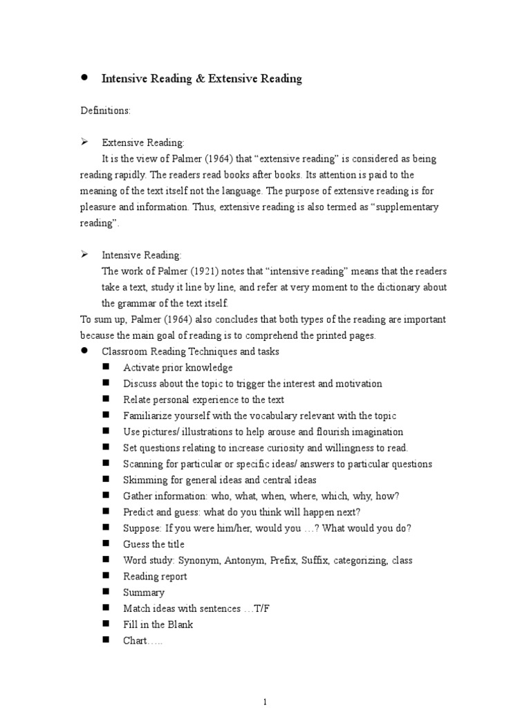 Intensive Reading | PDF | Reading Comprehension | Reading (Process)