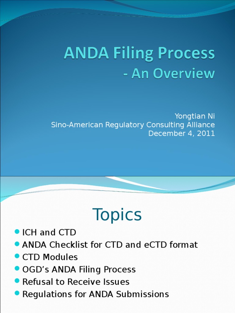 US ANDA Filing Process | Download Free PDF | Federal Food | Healthcare ...