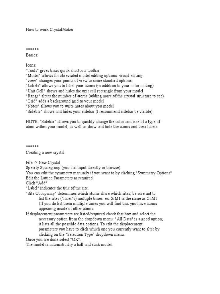 CrystalMaker User Guide Basics | PDF | Crystal Structure | Computing