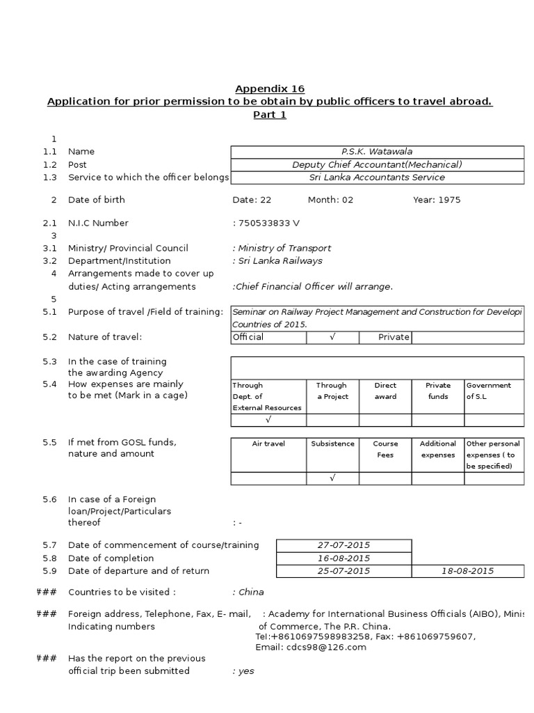Appendix 16 Application For Prior Permission To Be Obtain by Public ...