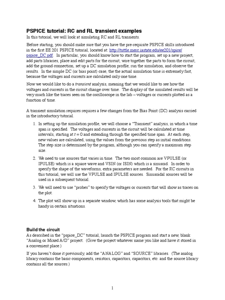Pspice Transient | PDF | Electrical Network | Electronics