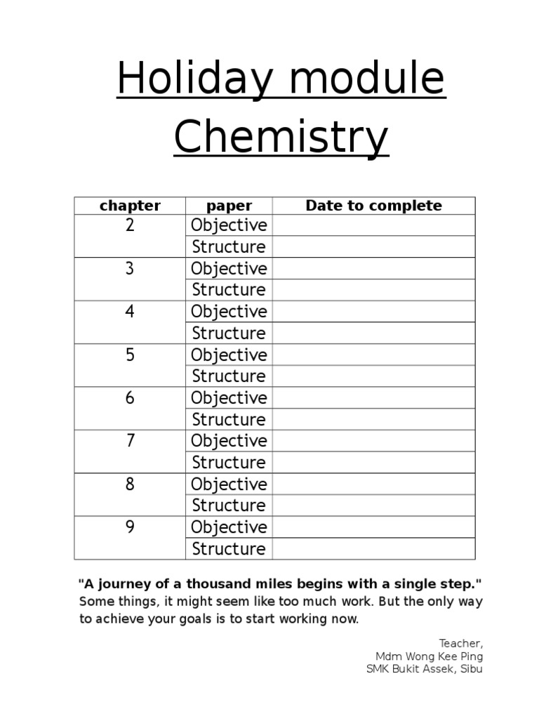 Holiday Chemistry Module Overview | PDF