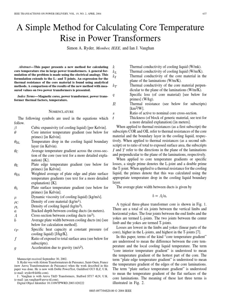 Calculating Core Temperature | PDF | Boundary Layer | Electrical ...
