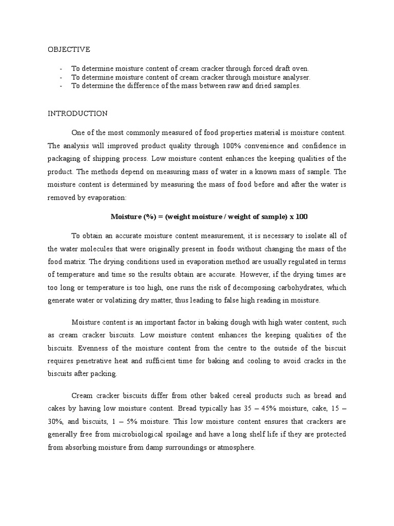Lab Report Food Analysis | PDF | Biscuit | Baking